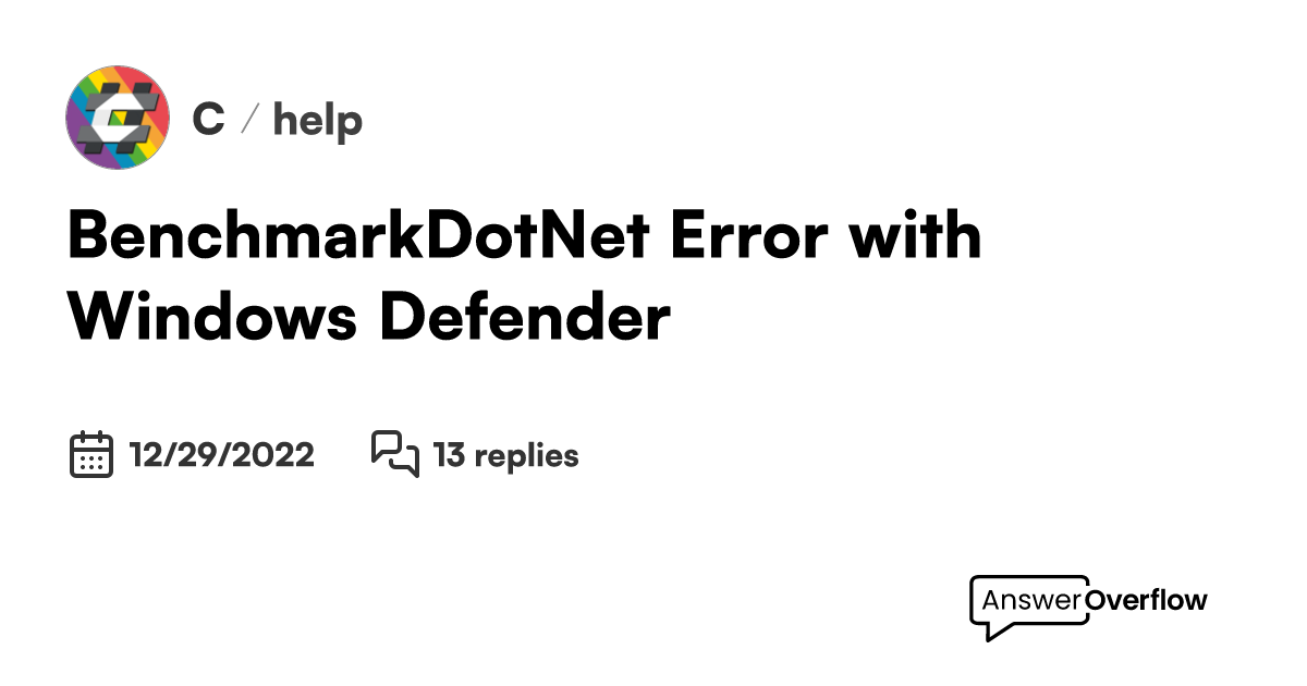 Benchmarkdotnet Error With Windows Defender C
