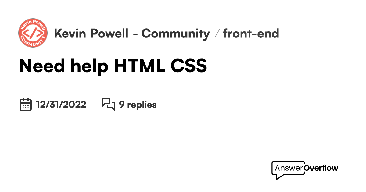 Need help HTML & CSS - Kevin Powell - Community