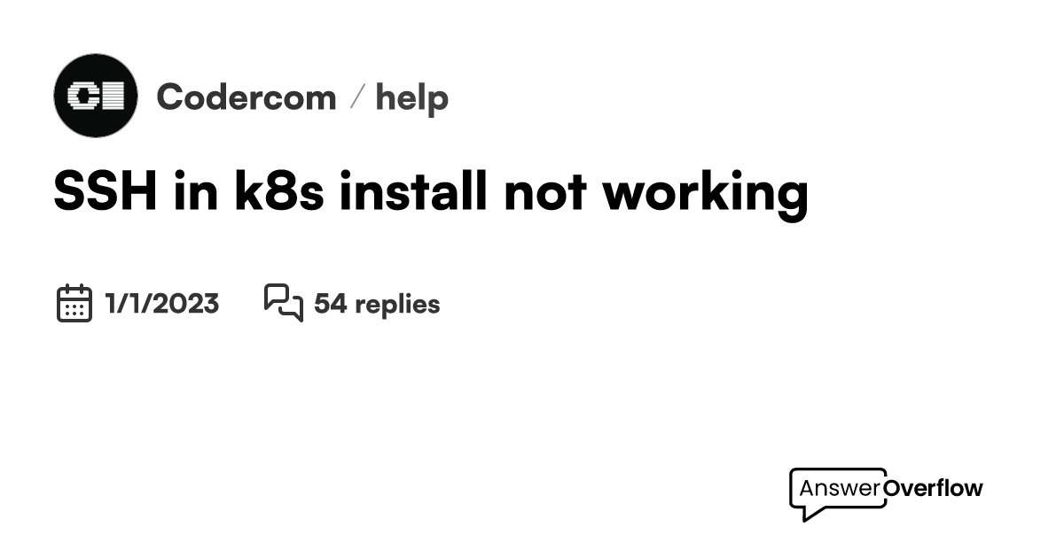 SSH in k8s install not working - Coder.com