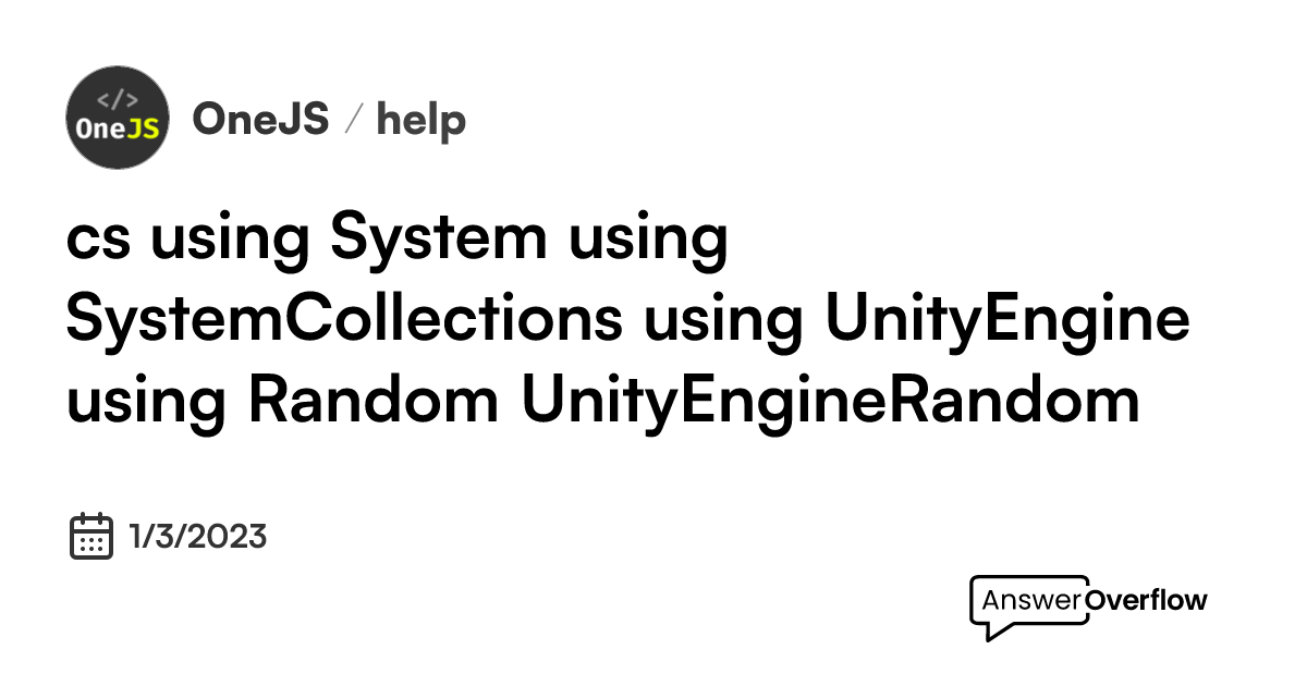 ```cs using System; using System.Collections; using UnityEngine; using Random = UnityEngine ...