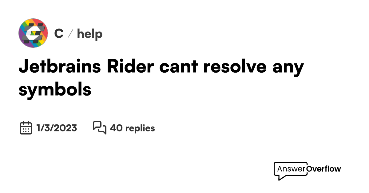 Jetbrains Rider cant resolve any symbols - C#