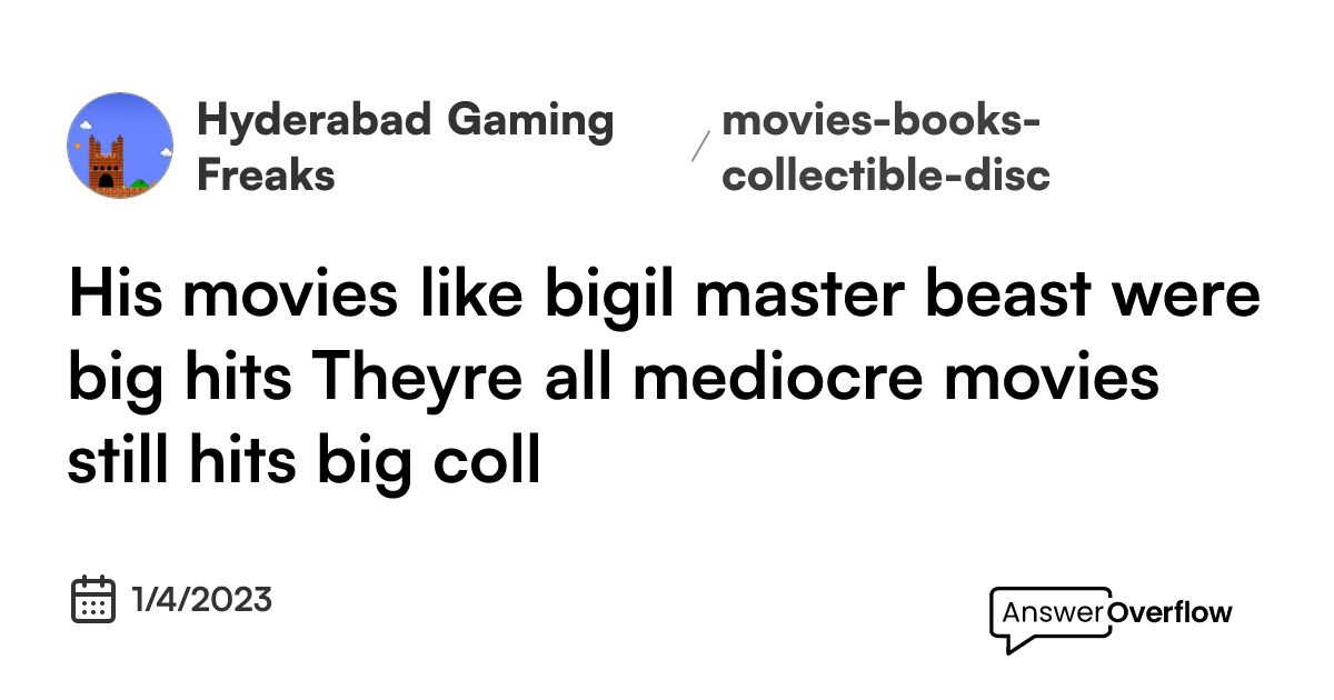 His movies like bigil, master, beast were big hits. They’re all ...