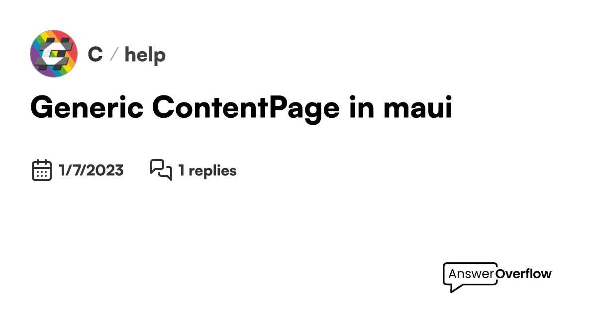 Generic ContentPage in maui? - C#