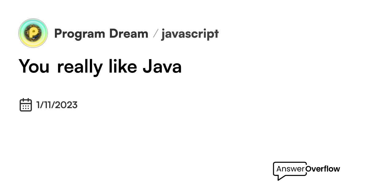 You really like Java? - Program Dream