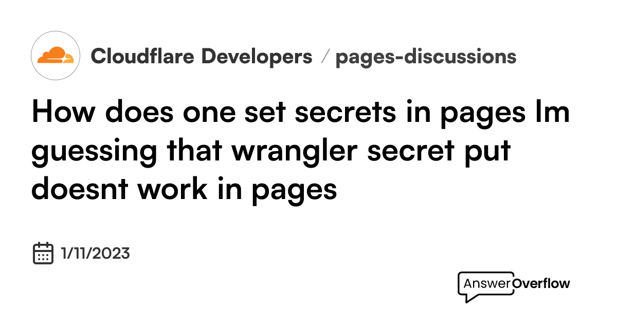 How does one set secrets in pages? I'm guessing that `wrangler secret put` doesn't work in pages ...