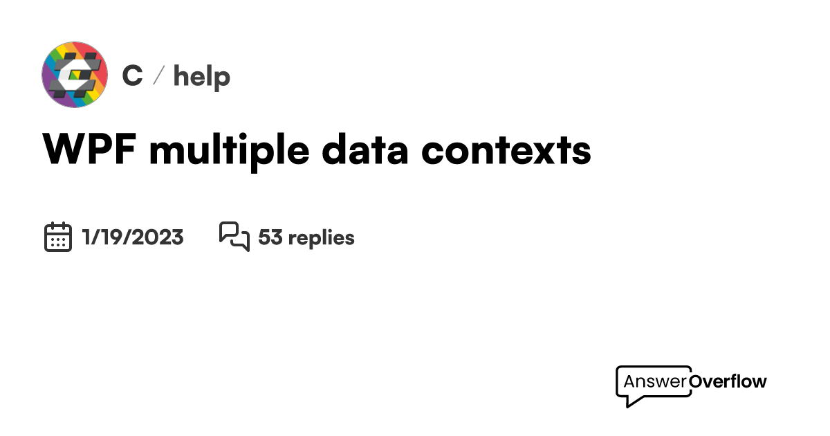 Wpf Multiple Data Contexts C 4729