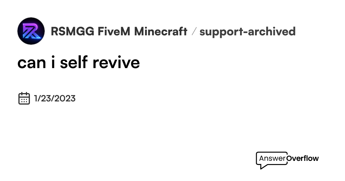 can i self revive - RSM.GG