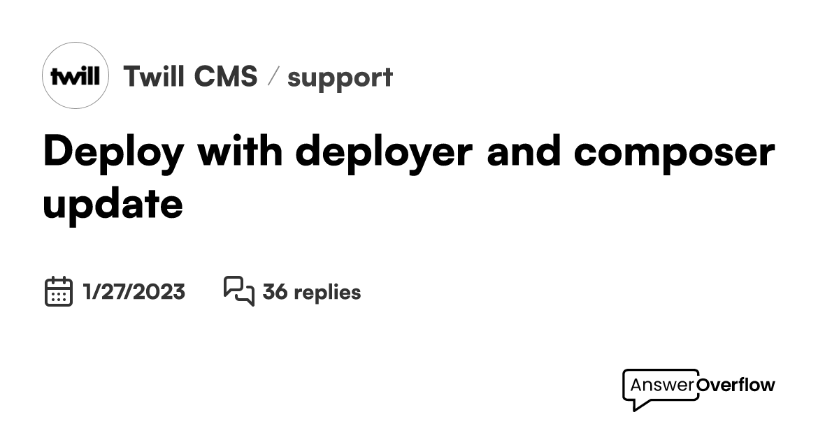 Deploy With Deployer And Composer Update Twill Cms