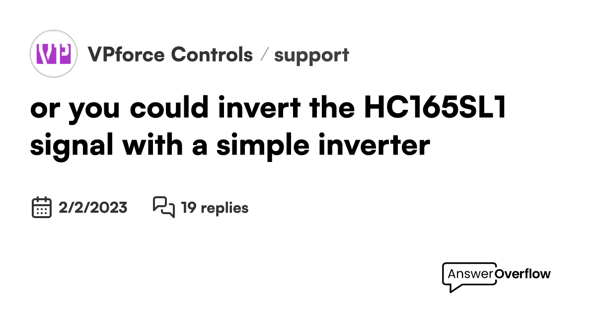 or you could invert the HC165_SL_1 signal with a simple inverter: - VPforce Controls