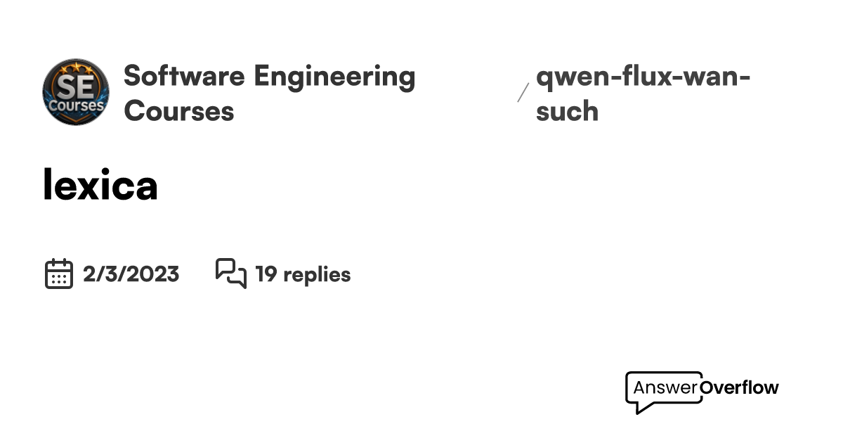 lexica? - Software Engineering Courses (SECourses)