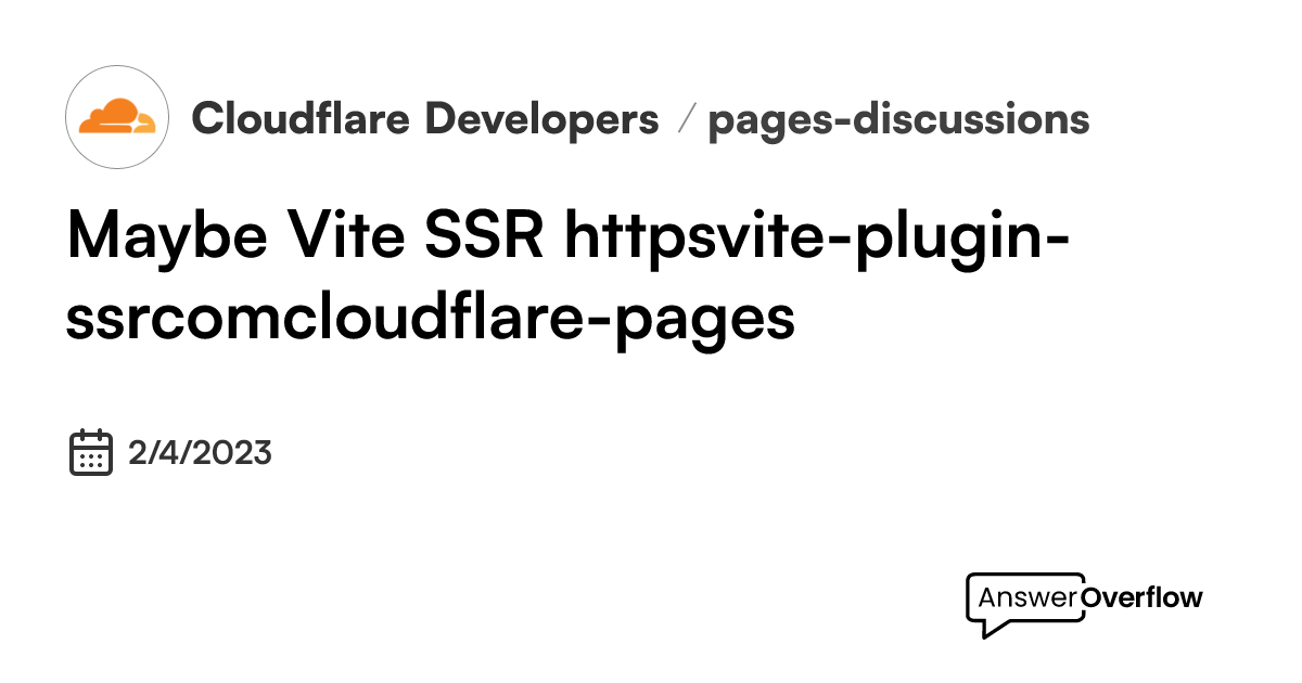 Maybe Vite SSR? https://vite-plugin-ssr.com/cloudflare-pages - Cloudflare Developers