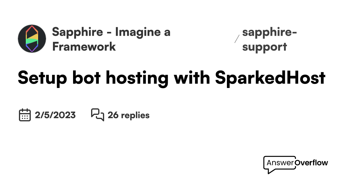 Setup bot hosting with SparkedHost - Sapphire - Imagine a Framework