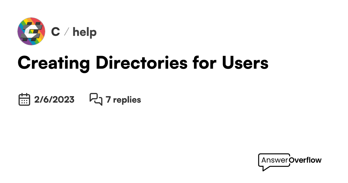 Creating Directories For Users C