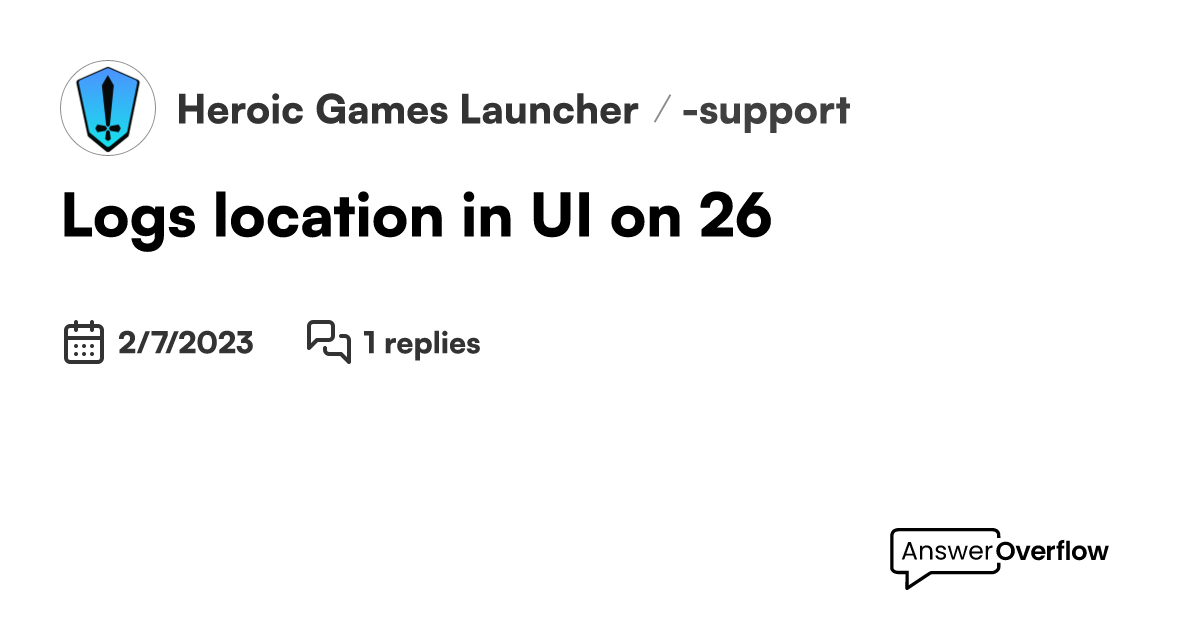 Logs location in UI on 2.6 - Heroic Games Launcher