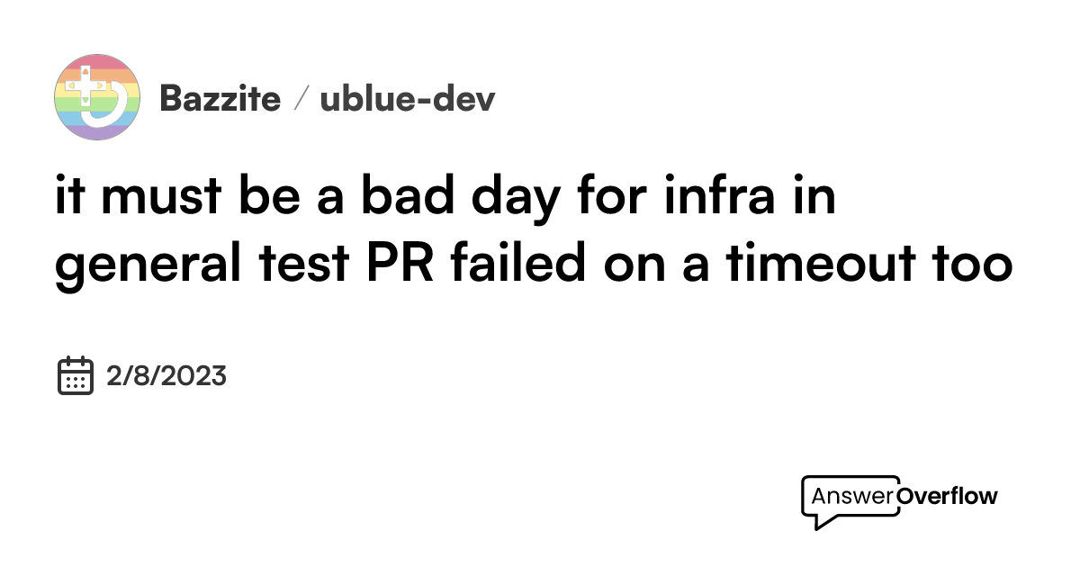 it must be a bad day for infra in general, test PR failed on a timeout ...