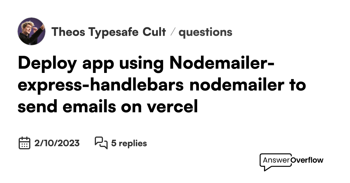 Deploy App Using Nodemailer Express Handlebars Nodemailer To Send Emails On Vercel Theos
