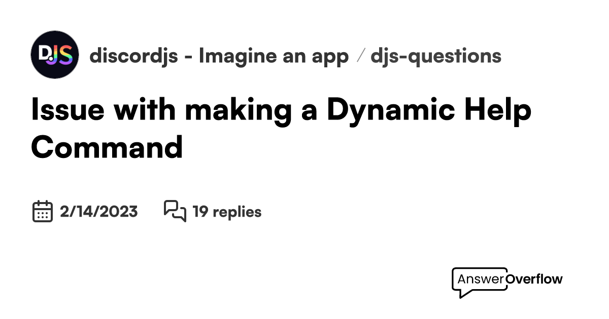 Issue with making a Dynamic Help Command - discord.js - Imagine an app