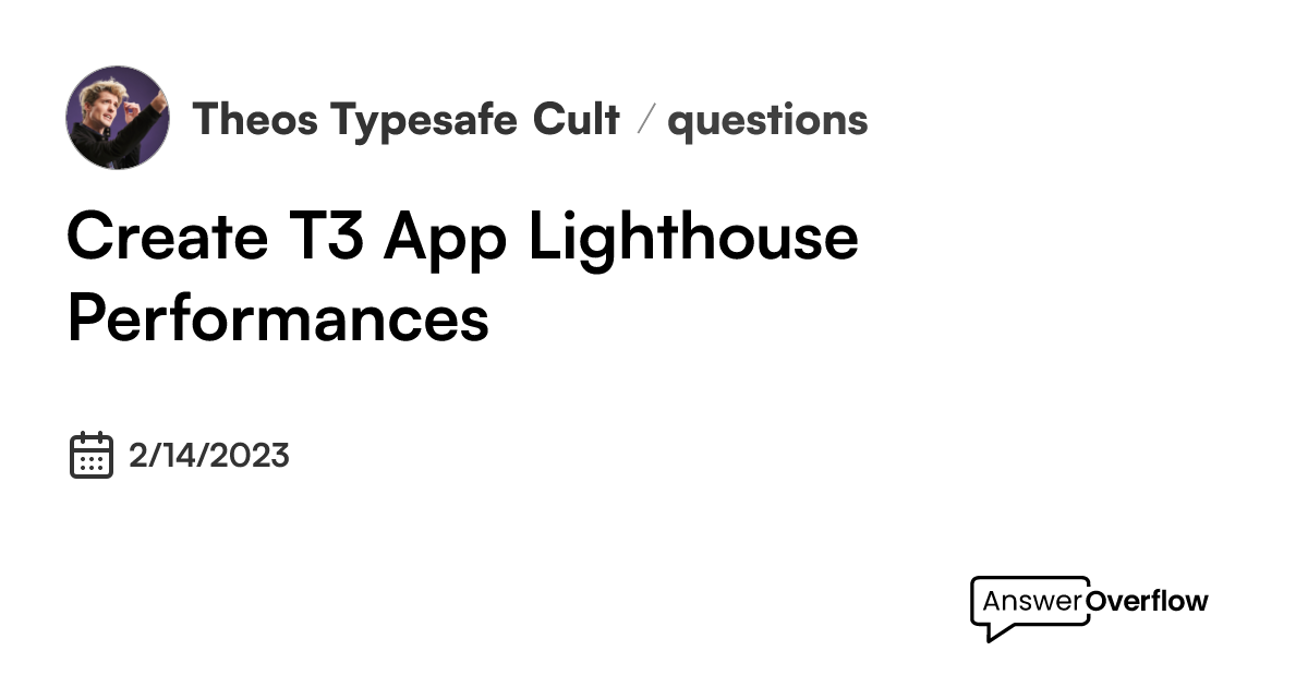 Create T3 App Lighthouse Performances - Theo's Typesafe Cult