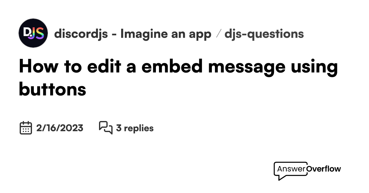 How to edit a embed message using buttons? - discord.js - Imagine an app
