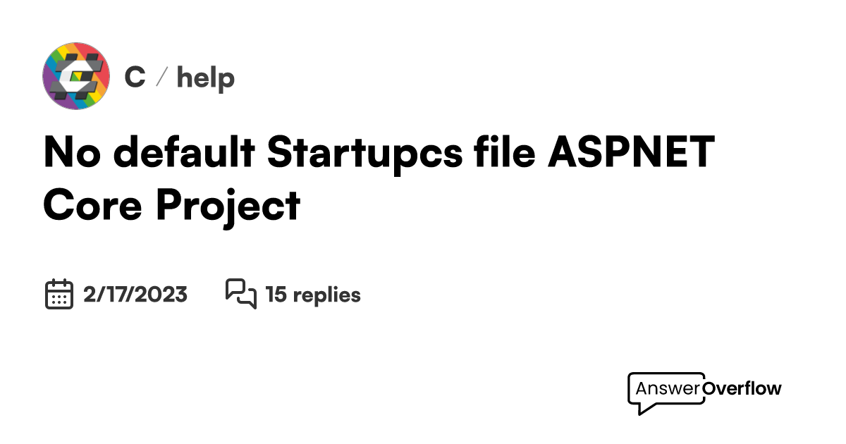 No default Startup.cs file ASP.NET Core Project - C#