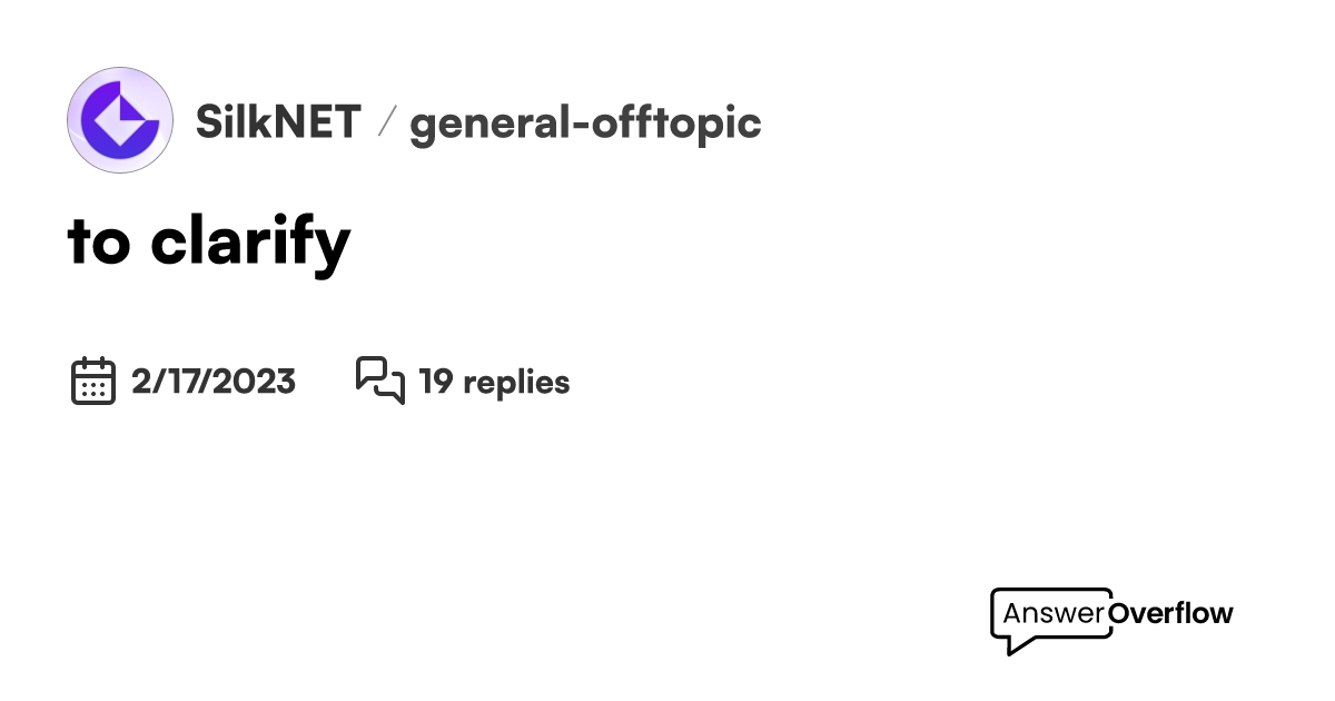 to clarify: - Silk.NET