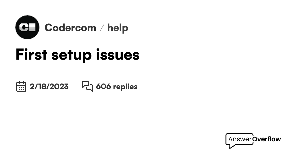 First setup issues - Coder.com