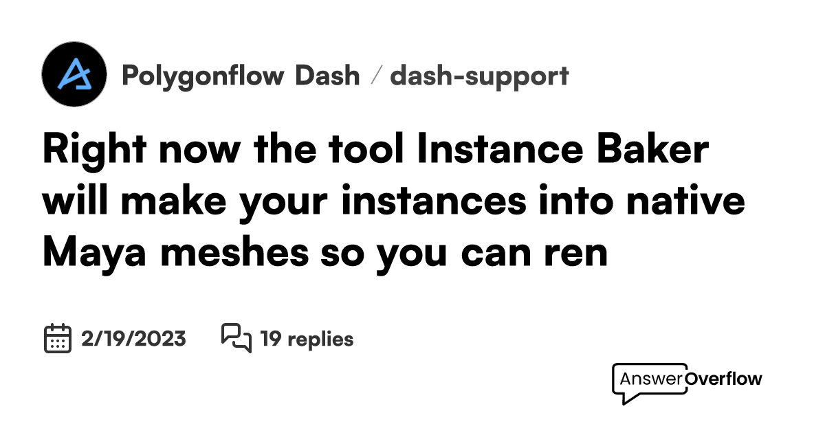 Right now, the tool Instance Baker will make your instances into native Maya meshes, so you can ...
