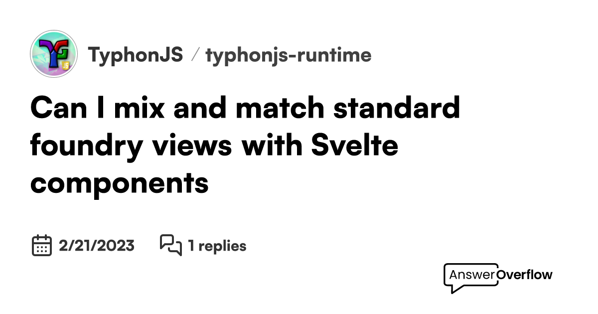 Can I mix and match standard foundry views with Svelte components? - TyphonJS