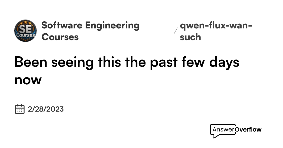 Been seeing this the past few days now - Software Engineering Courses (SECourses)