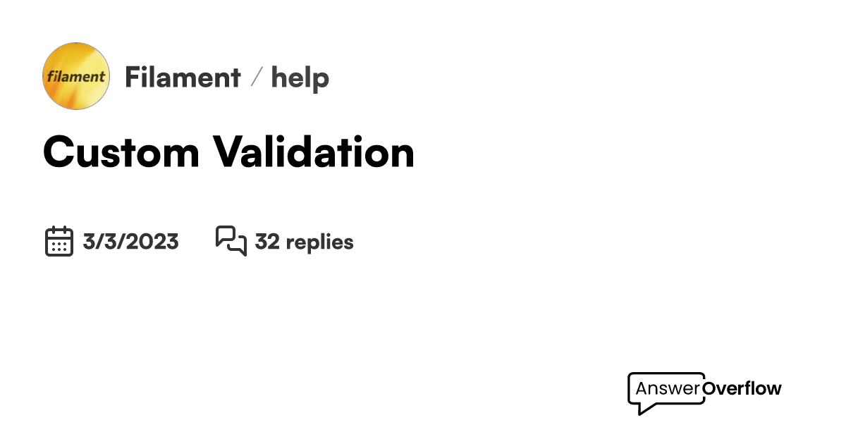 Custom Validation - Filament