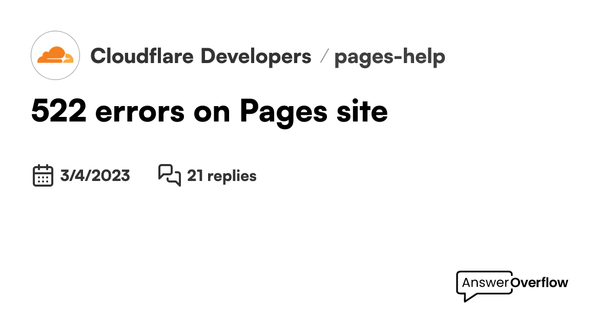 522 errors on Pages site - Cloudflare Developers