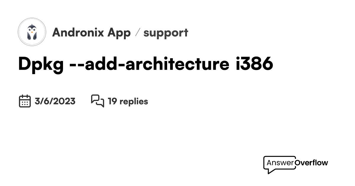 Dpkg --add-architecture i386 - Andronix App