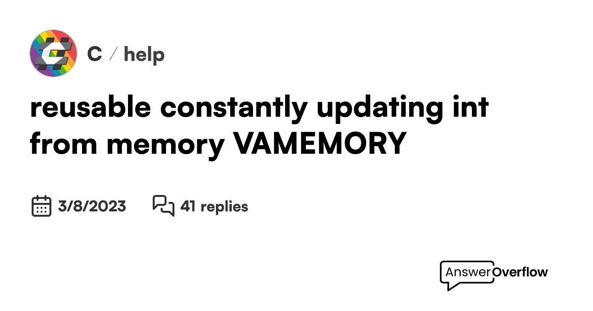 reusable constantly updating int from memory (VAMEMORY) - C#
