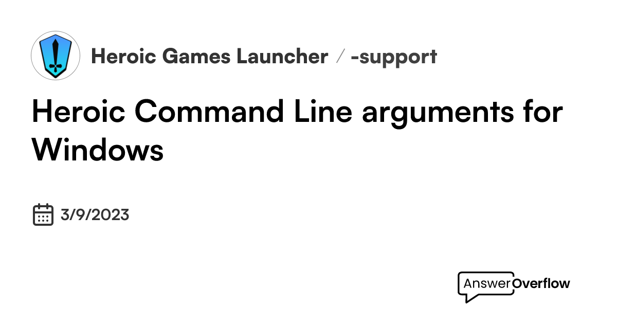 Heroic Command Line arguments for Windows - Heroic Games Launcher