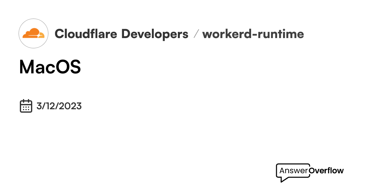 MacOS - Cloudflare Developers