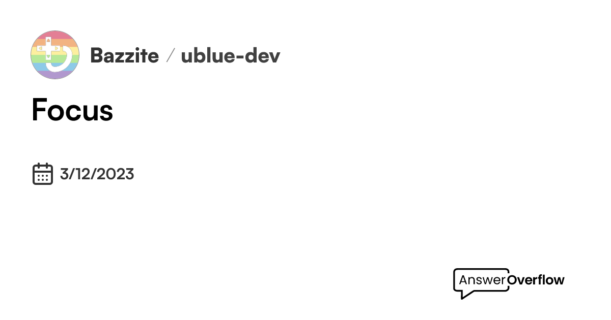 Focus? - Universal Blue