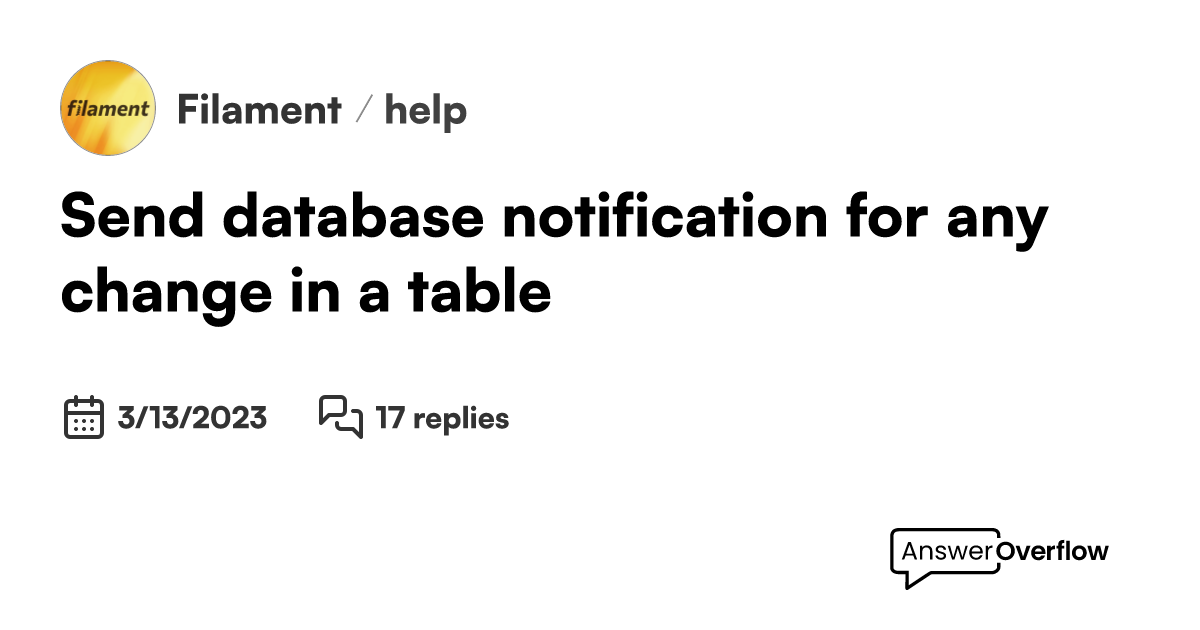 Send database notification for any change in a table. - Filament
