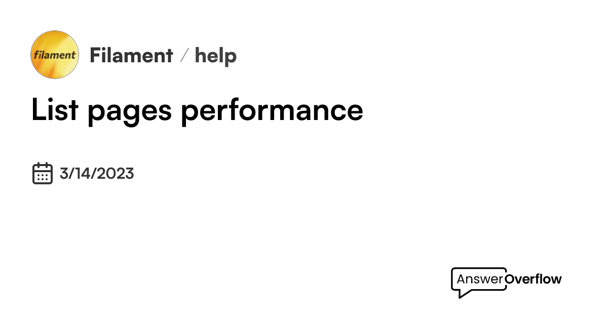 List pages performance - Filament