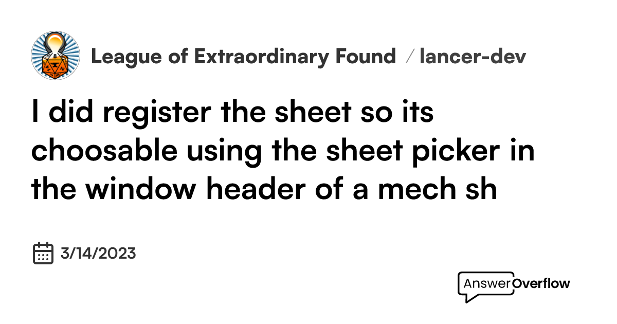 I did register the sheet so it's choosable using the sheet picker in the window header of a mech ...