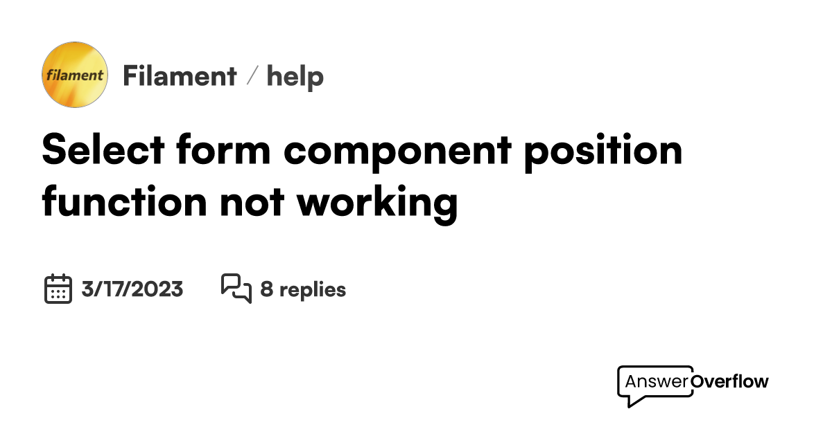 Select form component position function not working - Filament