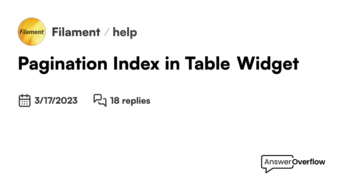Pagination Index in Table Widget? - Filament