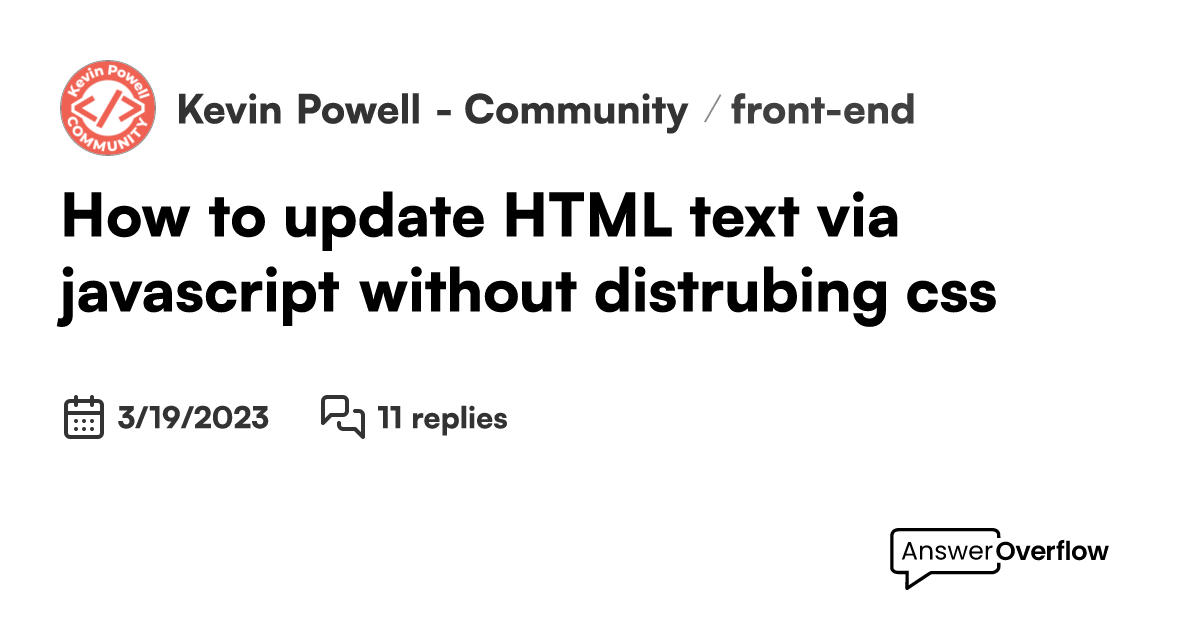 How To Update Html Text Via Javascript Without Distrubing Css Kevin