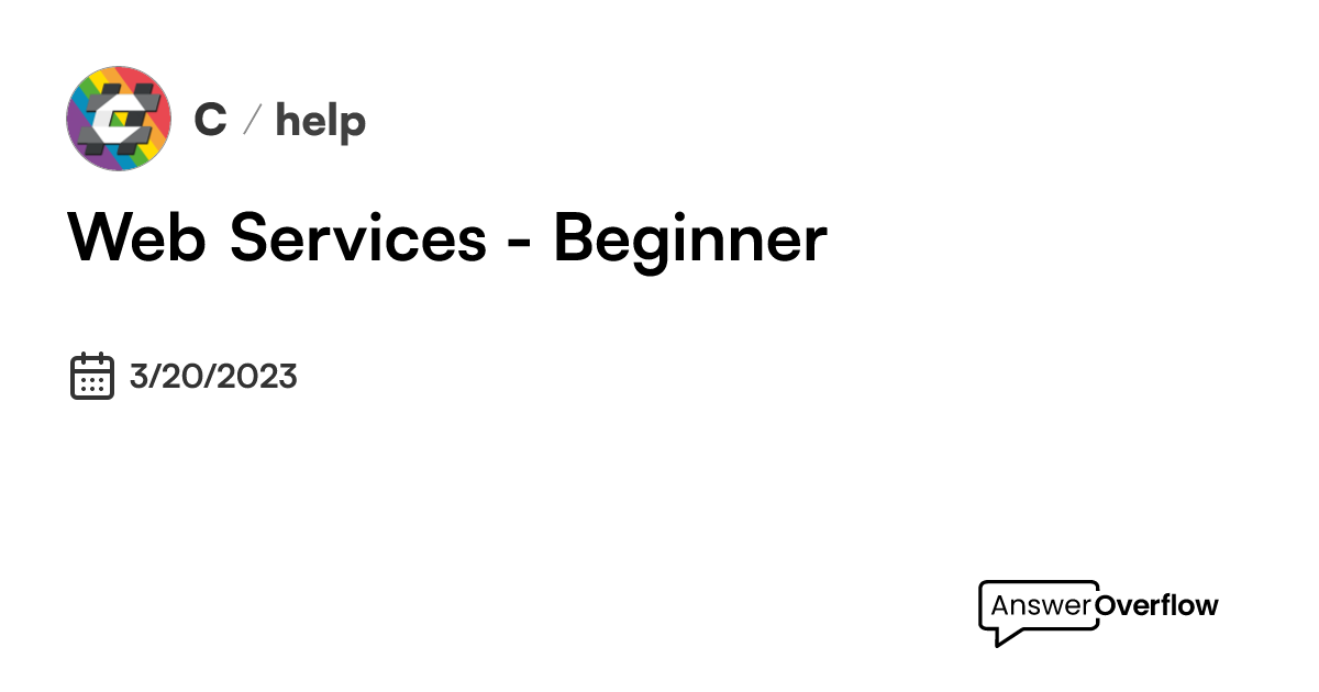Web Services - Beginner - C#