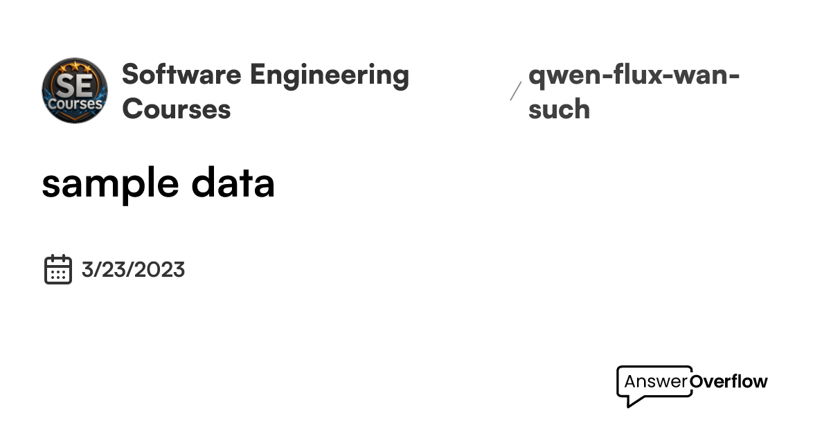 sample data - Software Engineering Courses (SECourses)