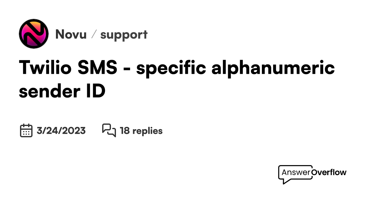 Twilio SMS - specific alphanumeric sender ID - Novu