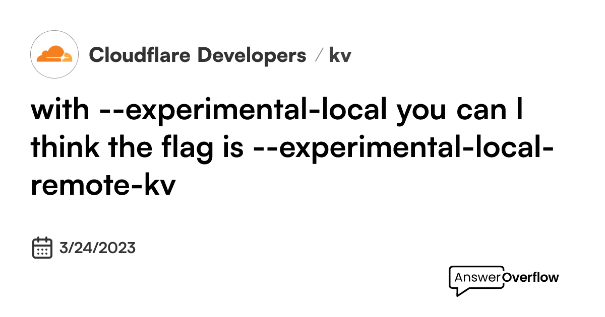 with `--experimental-local`, you can, I think the flag is `--experimental-local-remote-kv ...