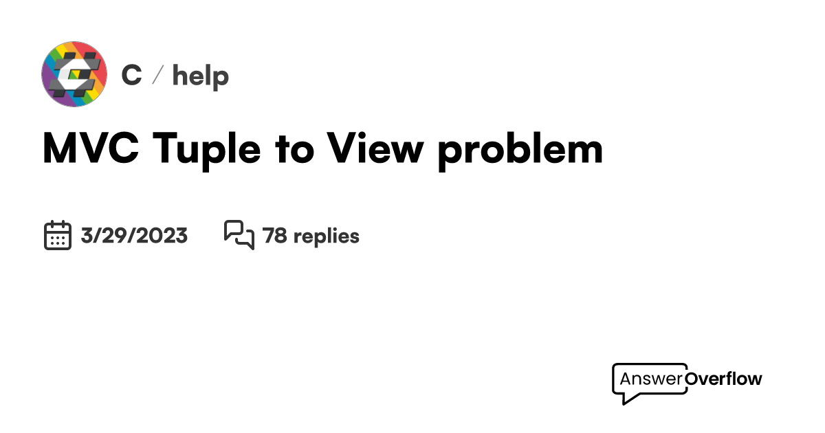 Mvc Tuple To View Problem C