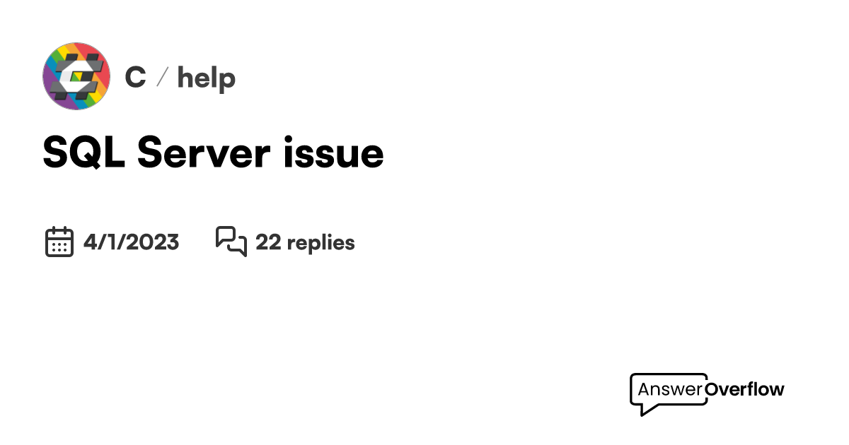 SQL Server issue - C#
