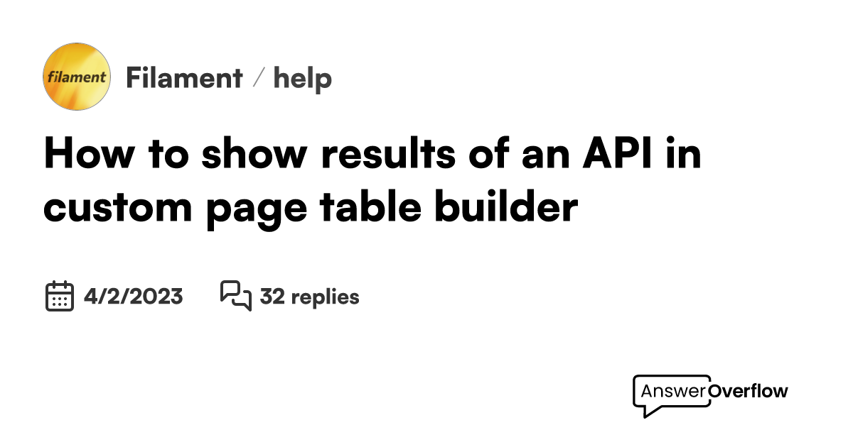 How to show results of an API in custom page table builder. - Filament