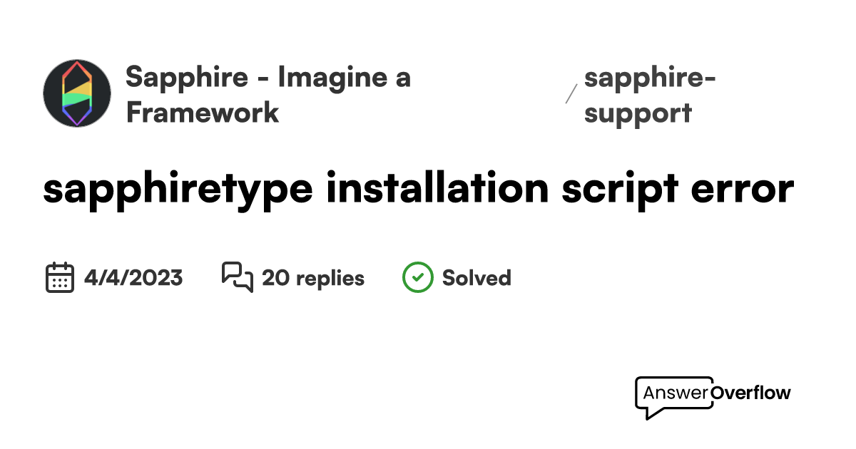 @sapphire/type installation script error - Sapphire - Imagine a Framework